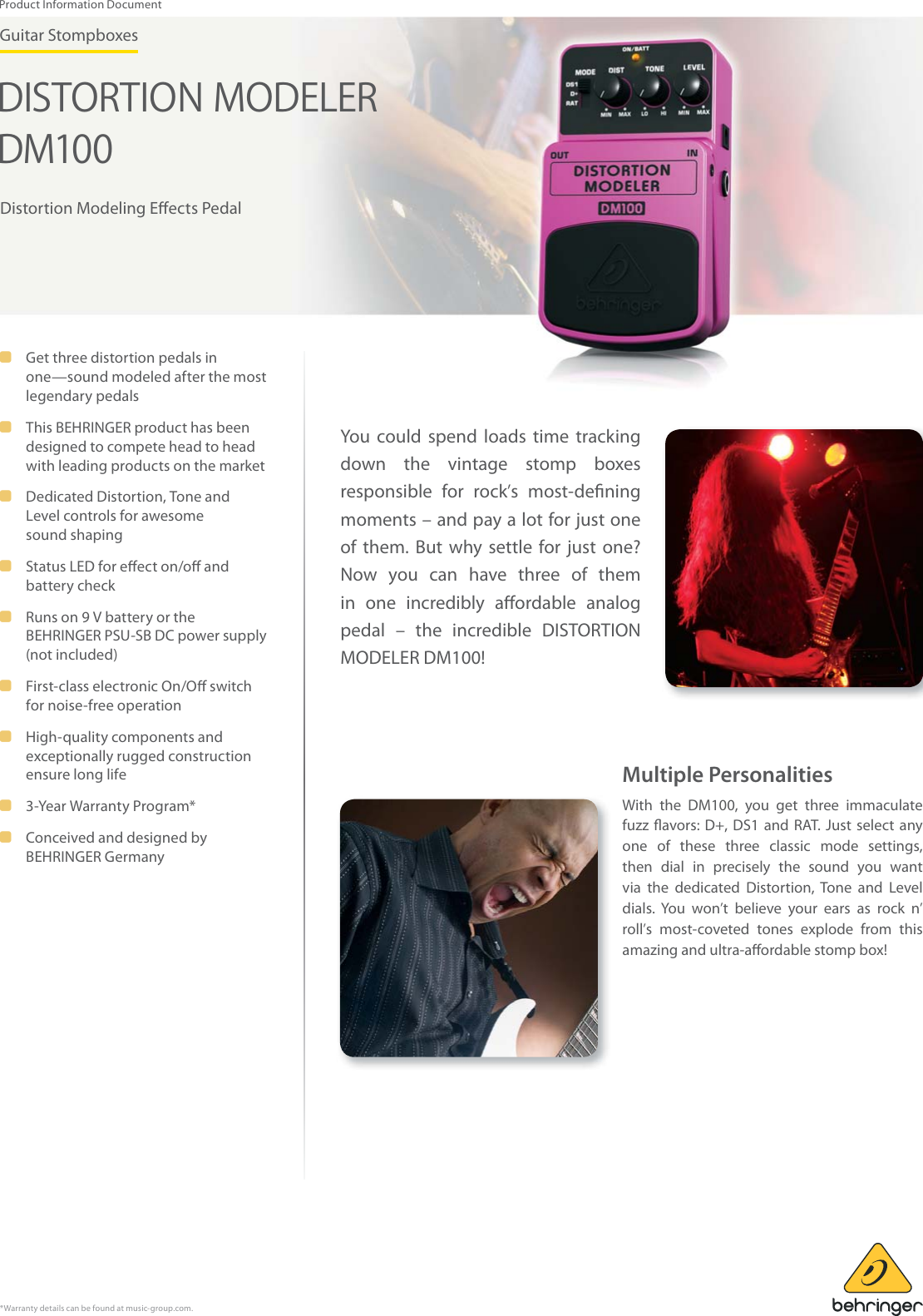 Behringer Distortion er Dm100 Product Information MARK Grap GLOB ...