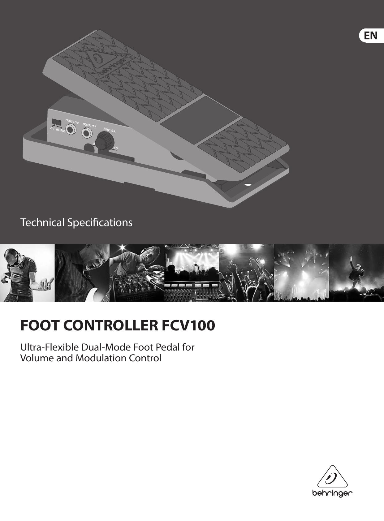 Behringer Fcv100 Specification Sheet FOOT CONTROLLER