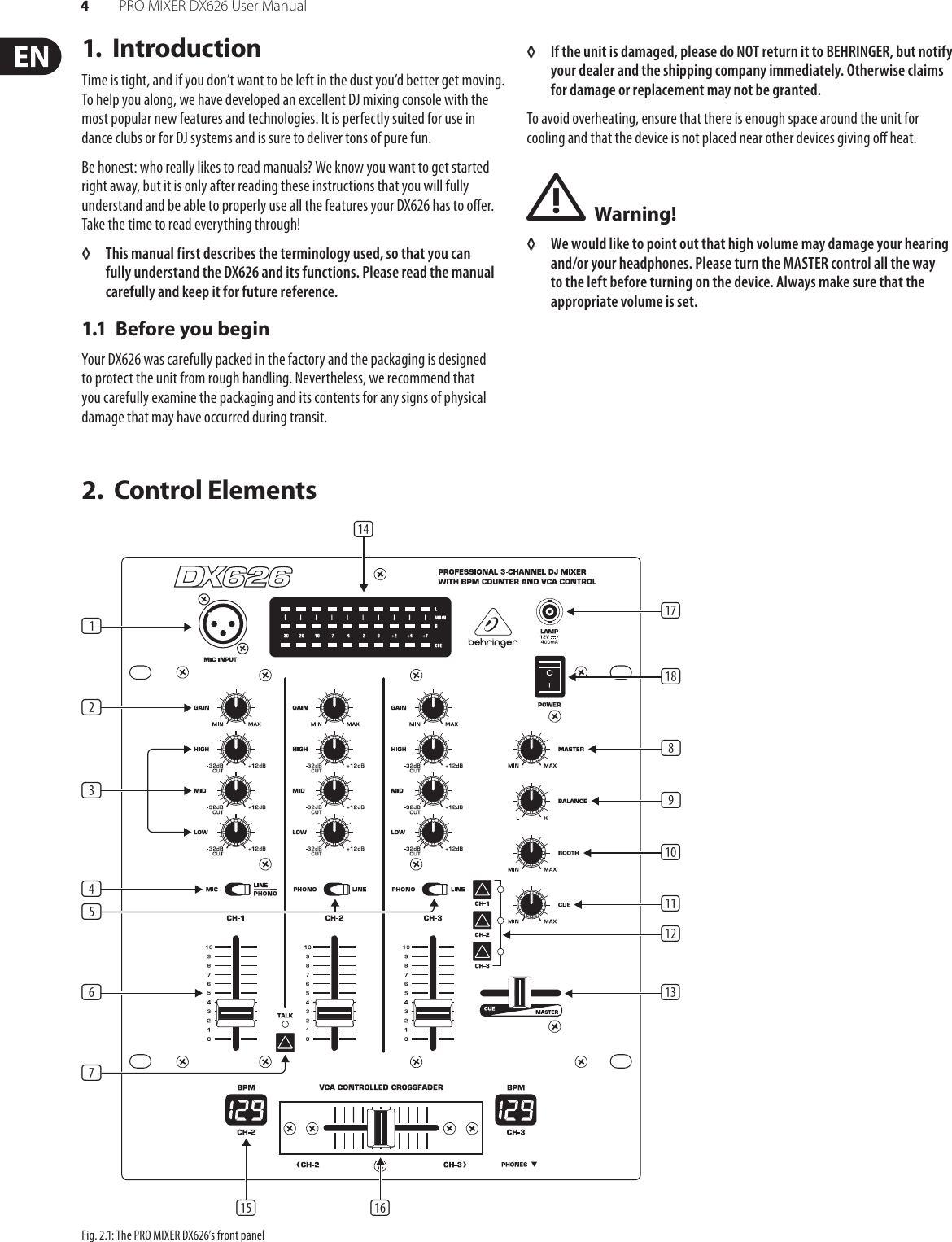 Behringer Pro Mixer Dx626 Users Manual