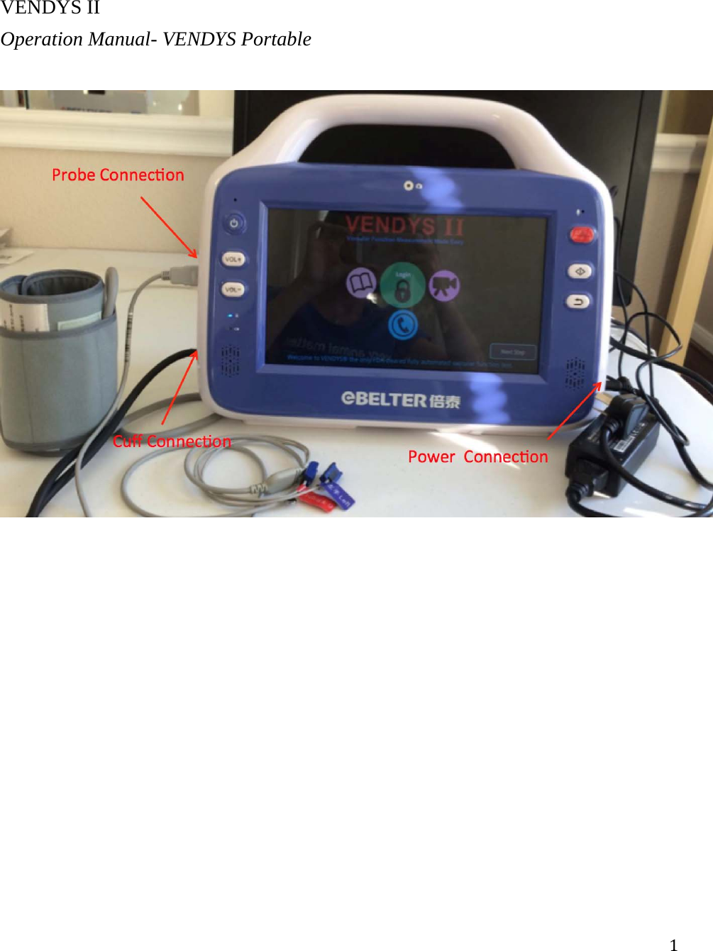 Belter Health Measurement and Analysis Technology JK1V VENDYS II User ...