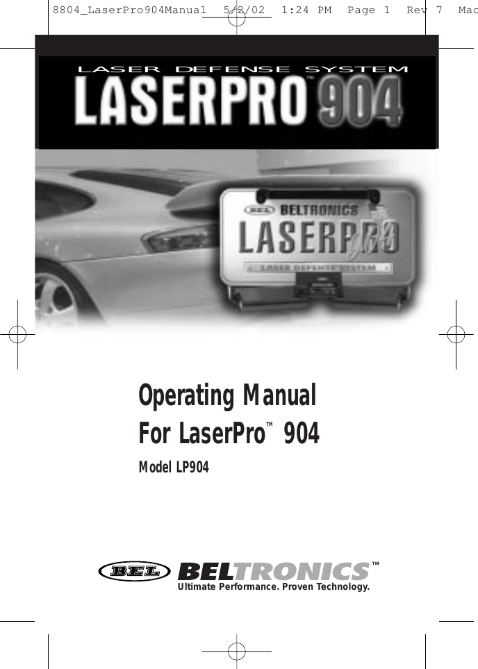 Beltronics Laser Pro 904 Owners Manual 8804_LaserPro904Manual