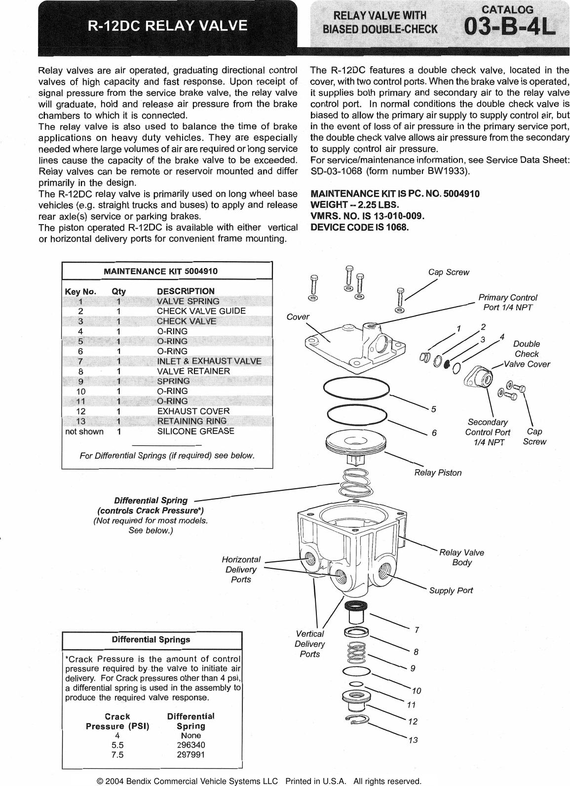 Bendix 03 B 4L Users Manual