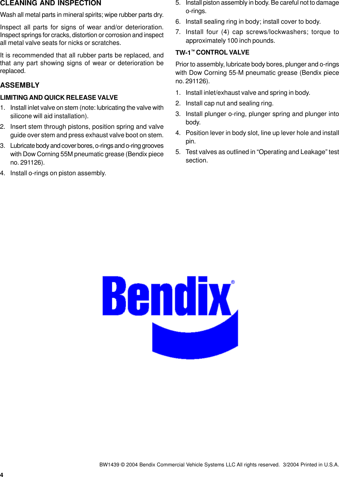Bendix Bw1439 Users Manual Sd03 950