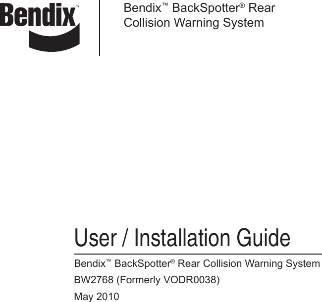 Bendix Bw2768 Users Manual