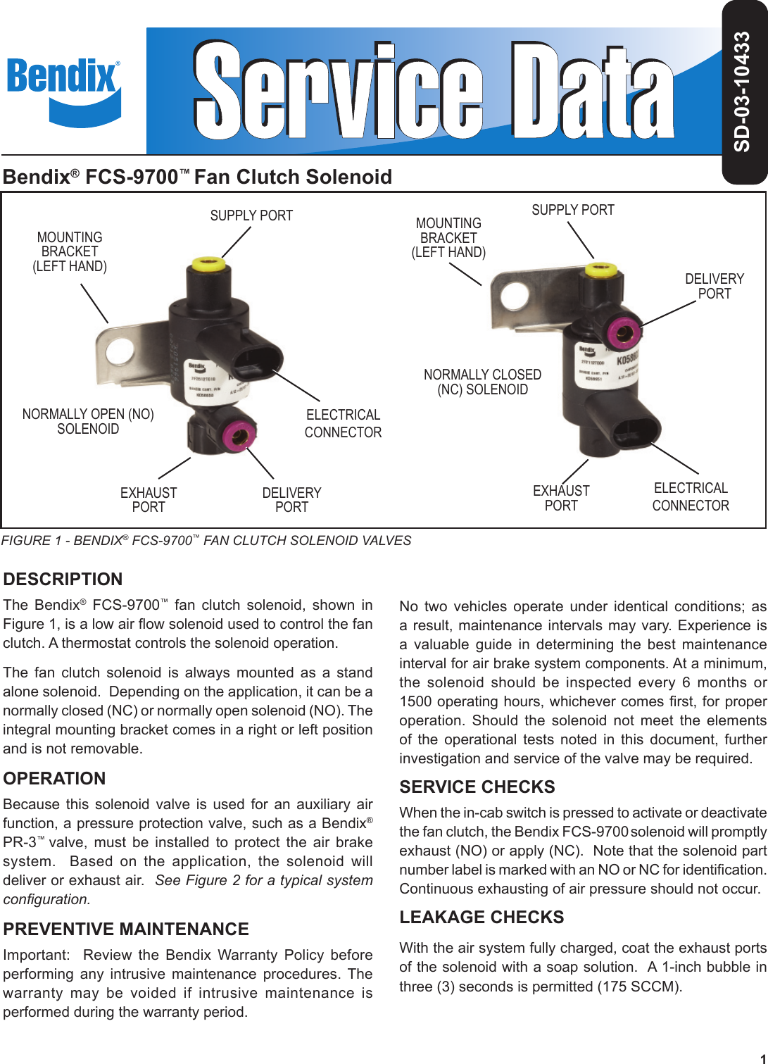 Bendix Bw2902 Users Manual SD 03 10433