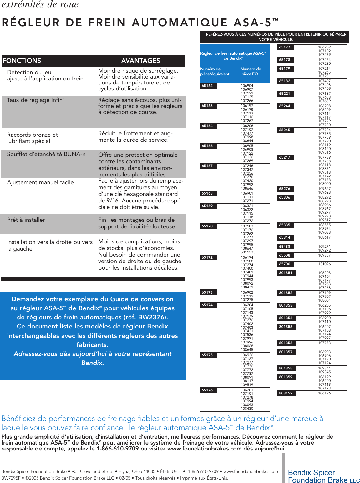 Bendix Bw7295F Users Manual ASA NEWFR