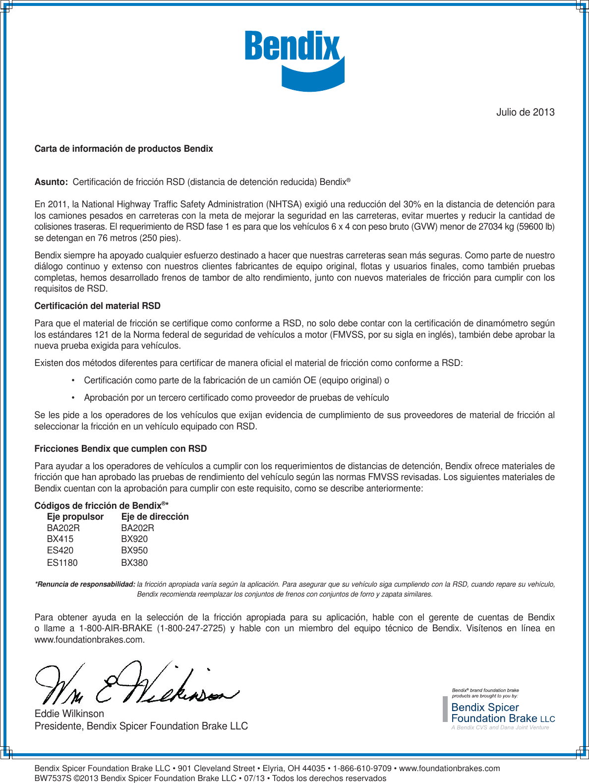 Bendix Bw7537S Users Manual BW7537_SP_000