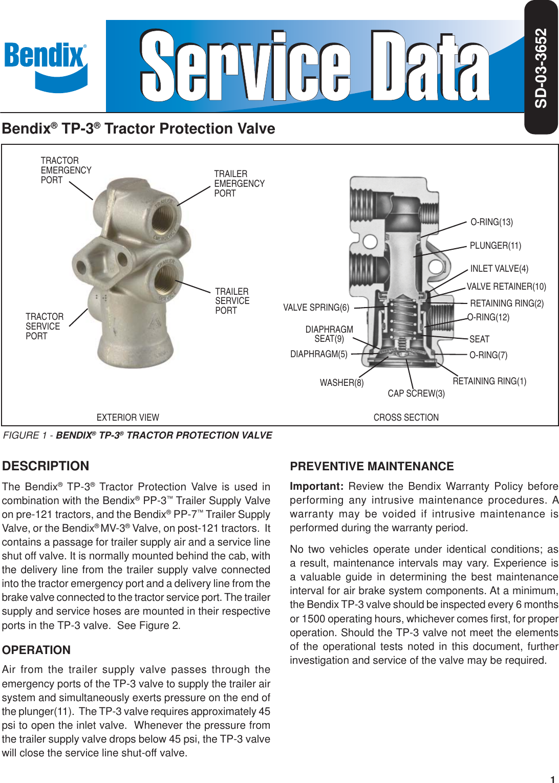 Bendix Sd 03 3652 Users Manual 3652g In Process