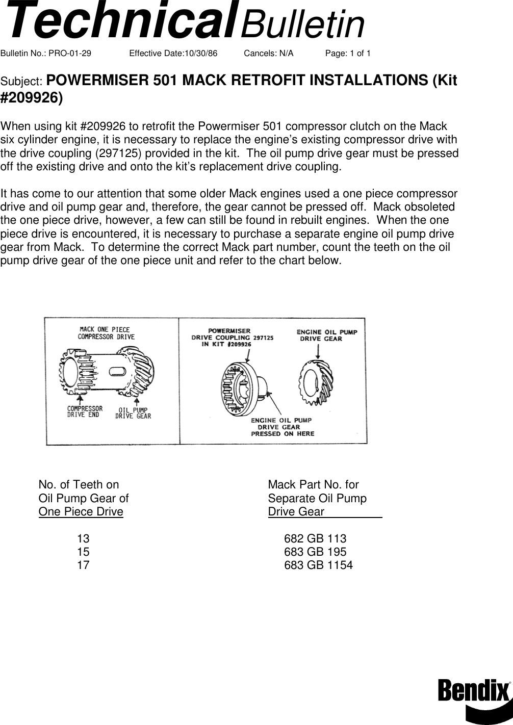 Bendix Tch 001 029 Users Manual Technical Bulletin