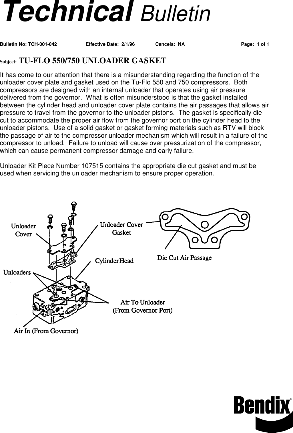 Bendix Tch 001 042 Users Manual Bulletin