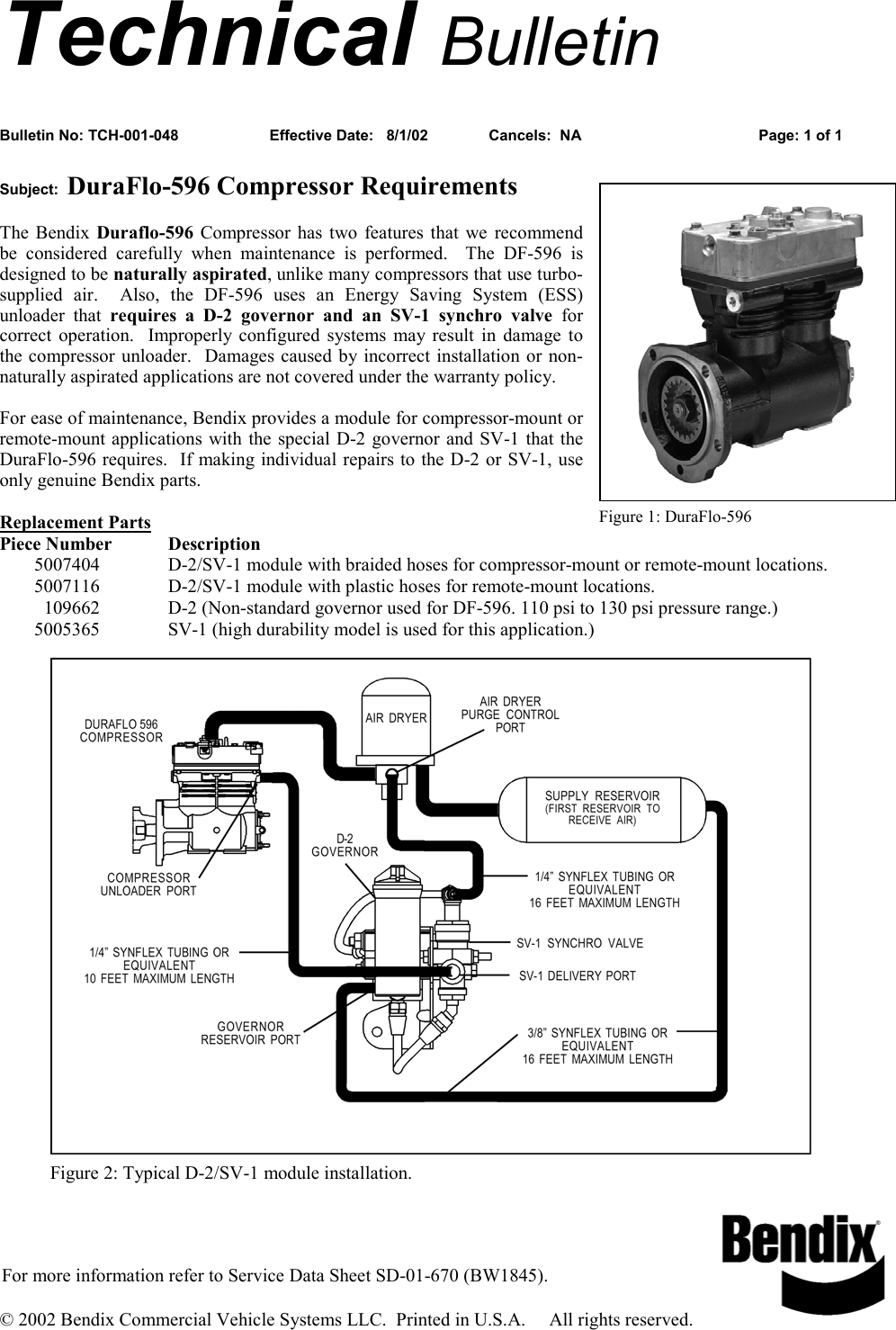Bendix Tch 001 048 Users Manual Technical Bulletin