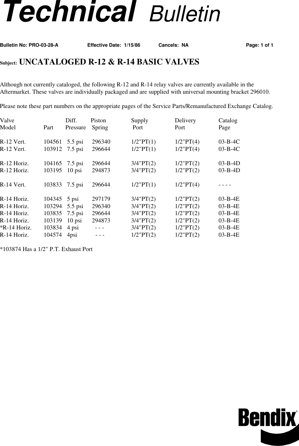 Bendix Tch 003 028 Users Manual Bulletin