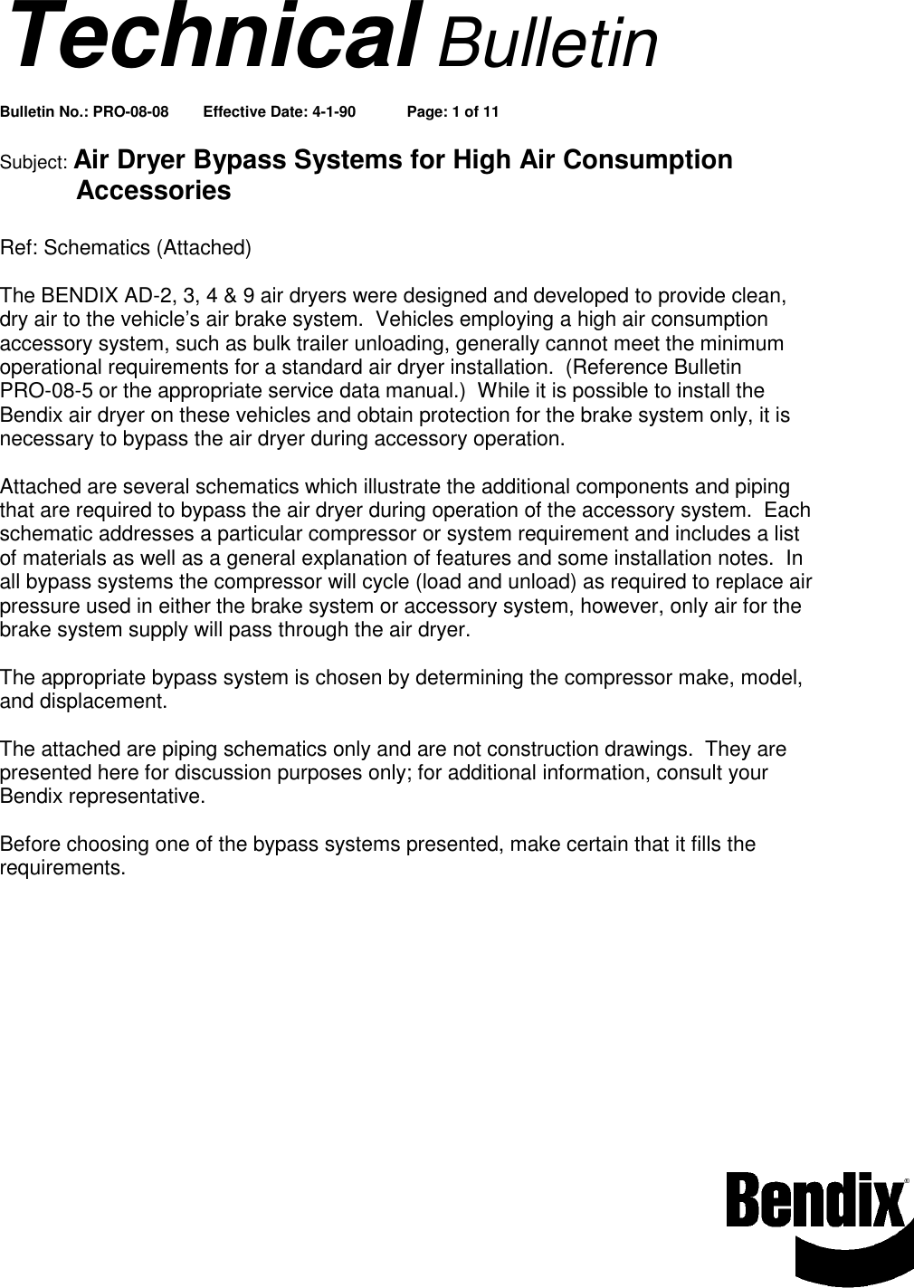 Bendix Tch 008 Users Manual Technical Bulletin