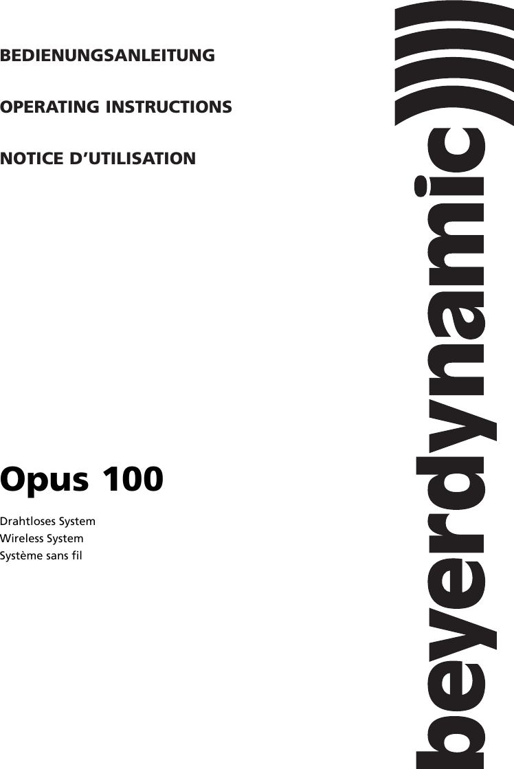 Beyerdynamic Opus 100 Users Manual