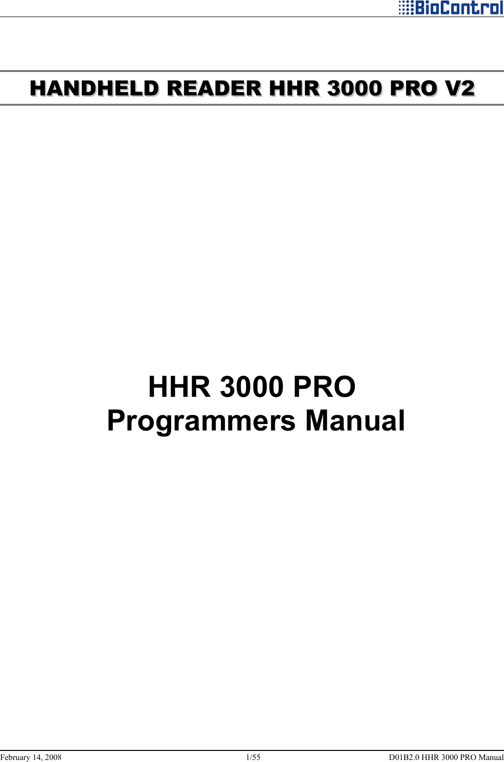 BioControl AS HHR3000PRO-V2 RFID Transponder Reader User Manual