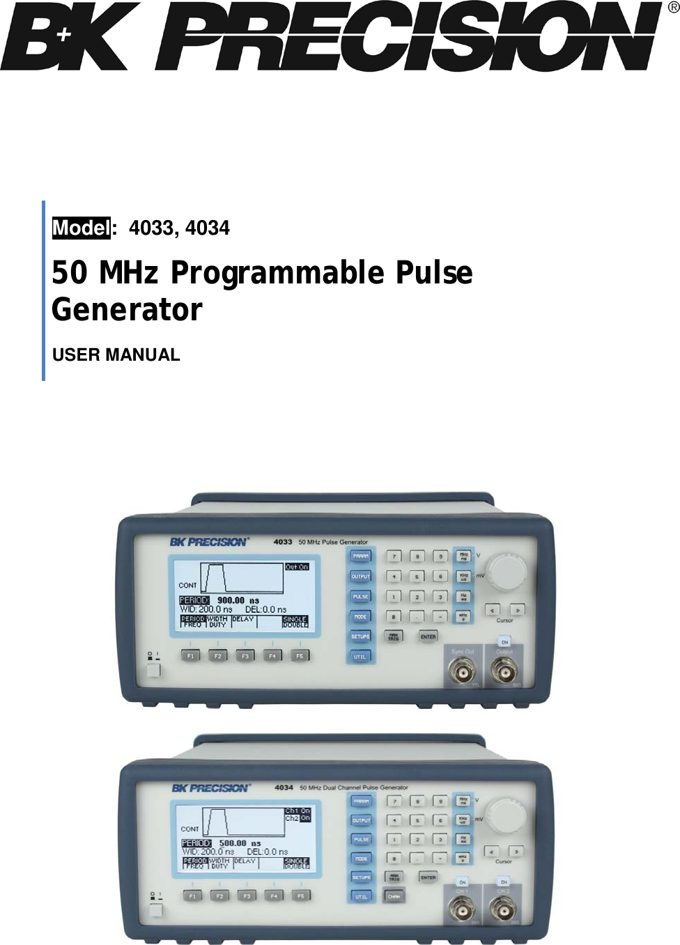 4033 & 4034 50 MHz Programmable Pulse Generators 403x Manual