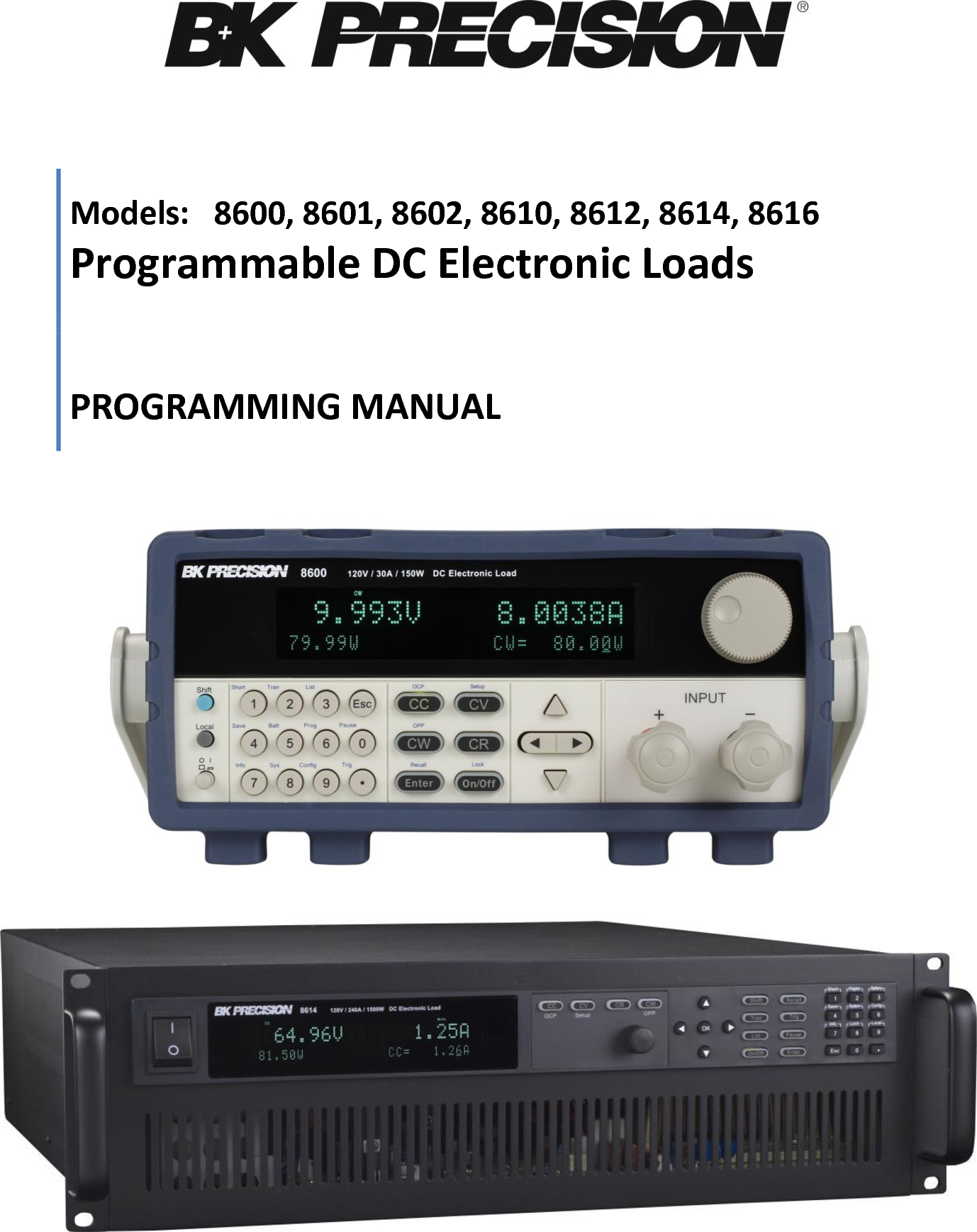 Bk 8600 Series Programming Manual User