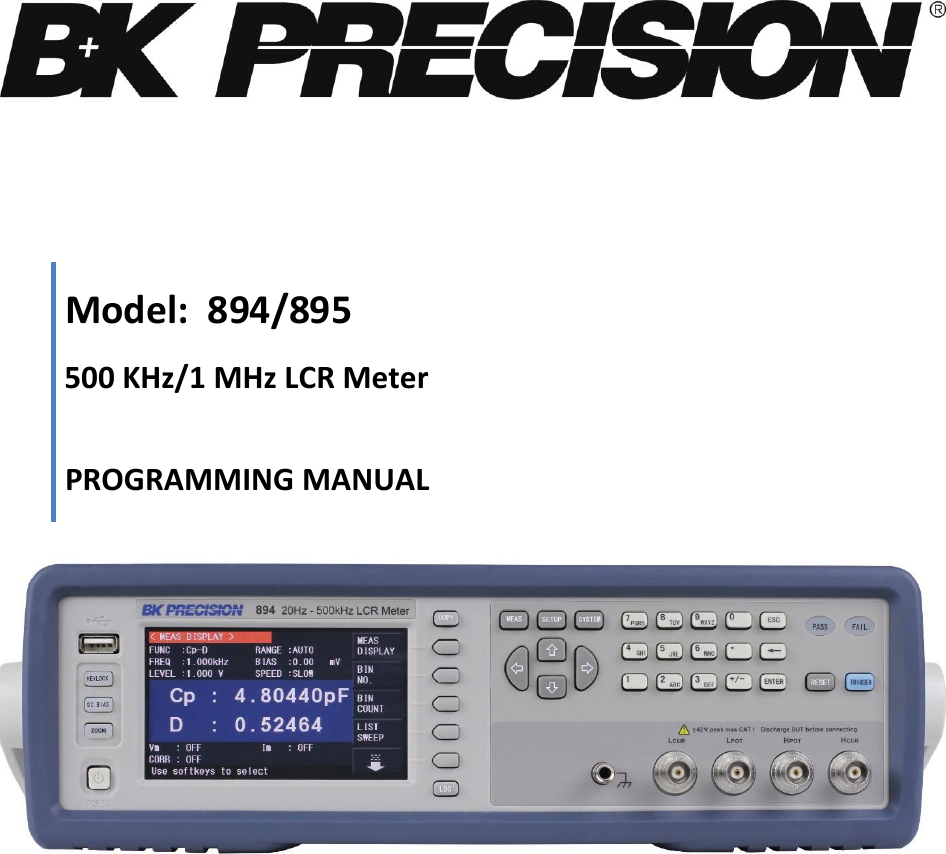 Bk 894 895 Programming Manual User