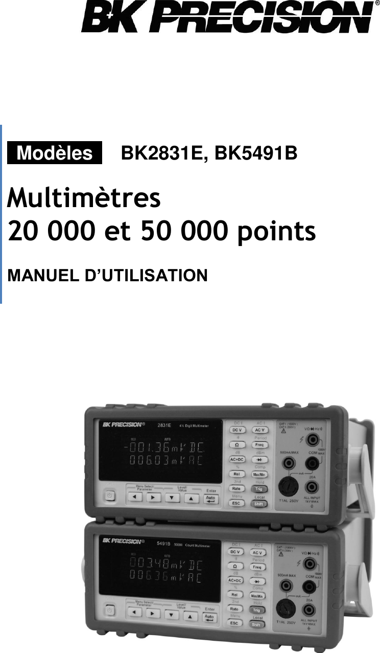 2831D And 5491B Bench Multimeters BK5491B Manual