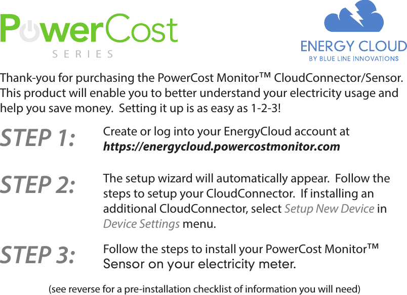 Blue Line Innovations BLI-18100-06 Electricity Meter Sensor User Manual ...