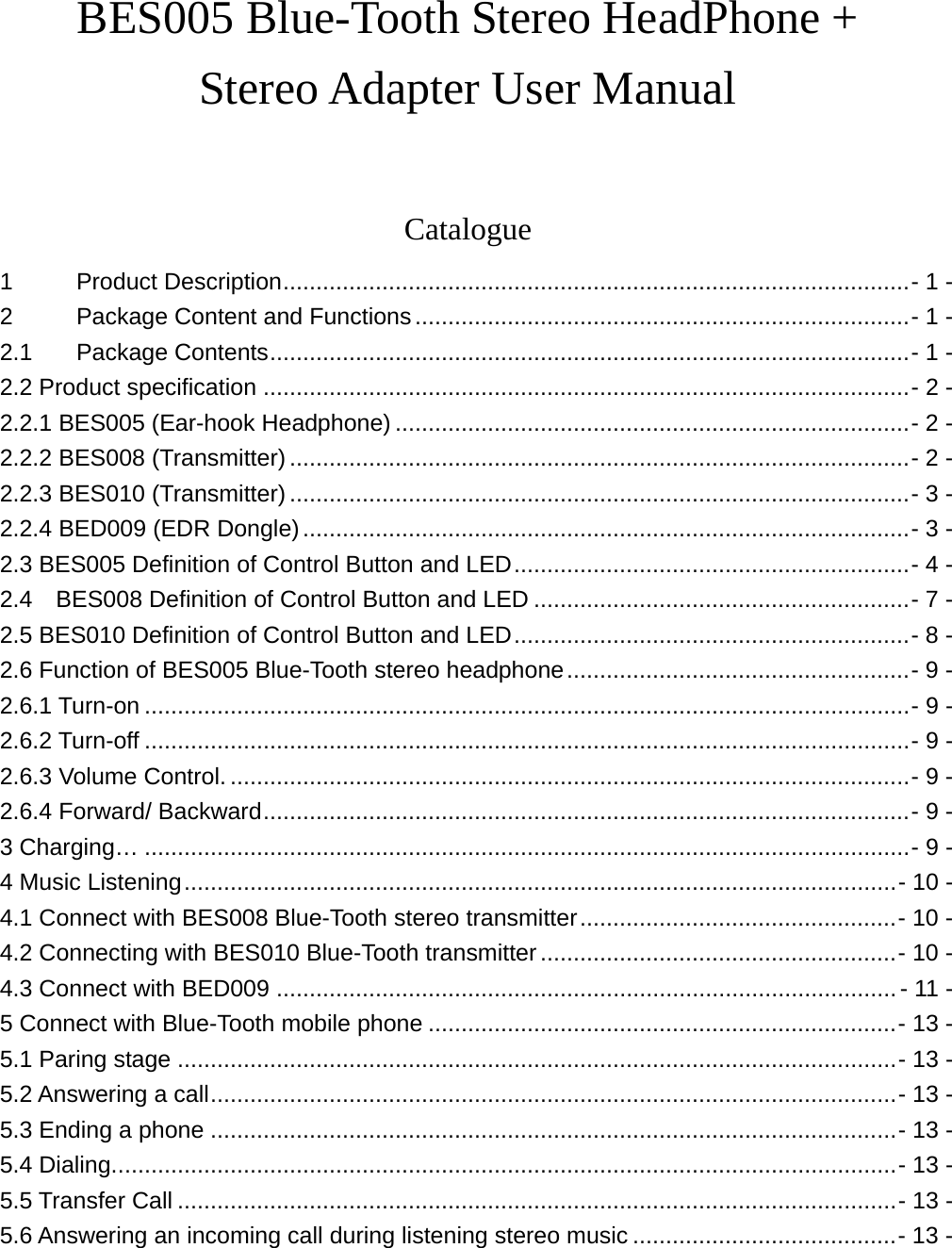 BlueExpert Technology BES005 Bluetooth Stereo Headphone User Manual