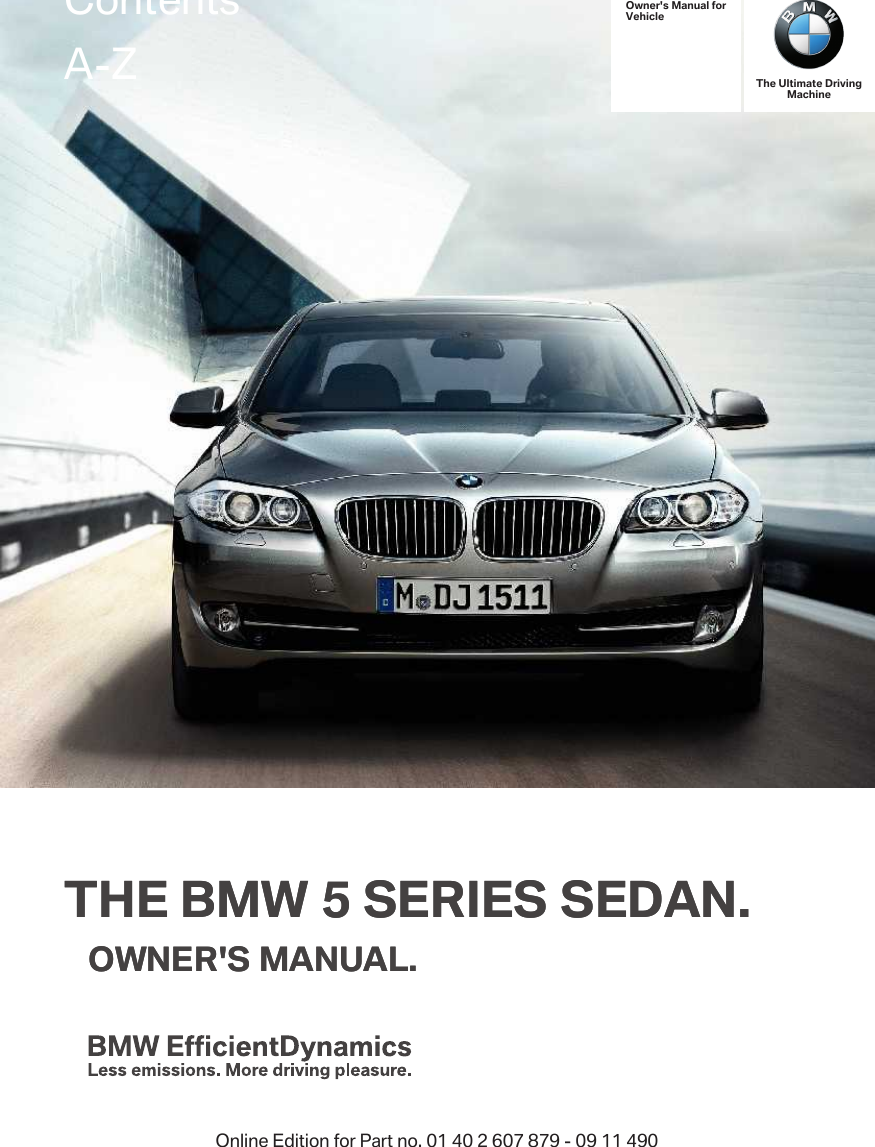 Bmw 2012 5 Series Owners Manual