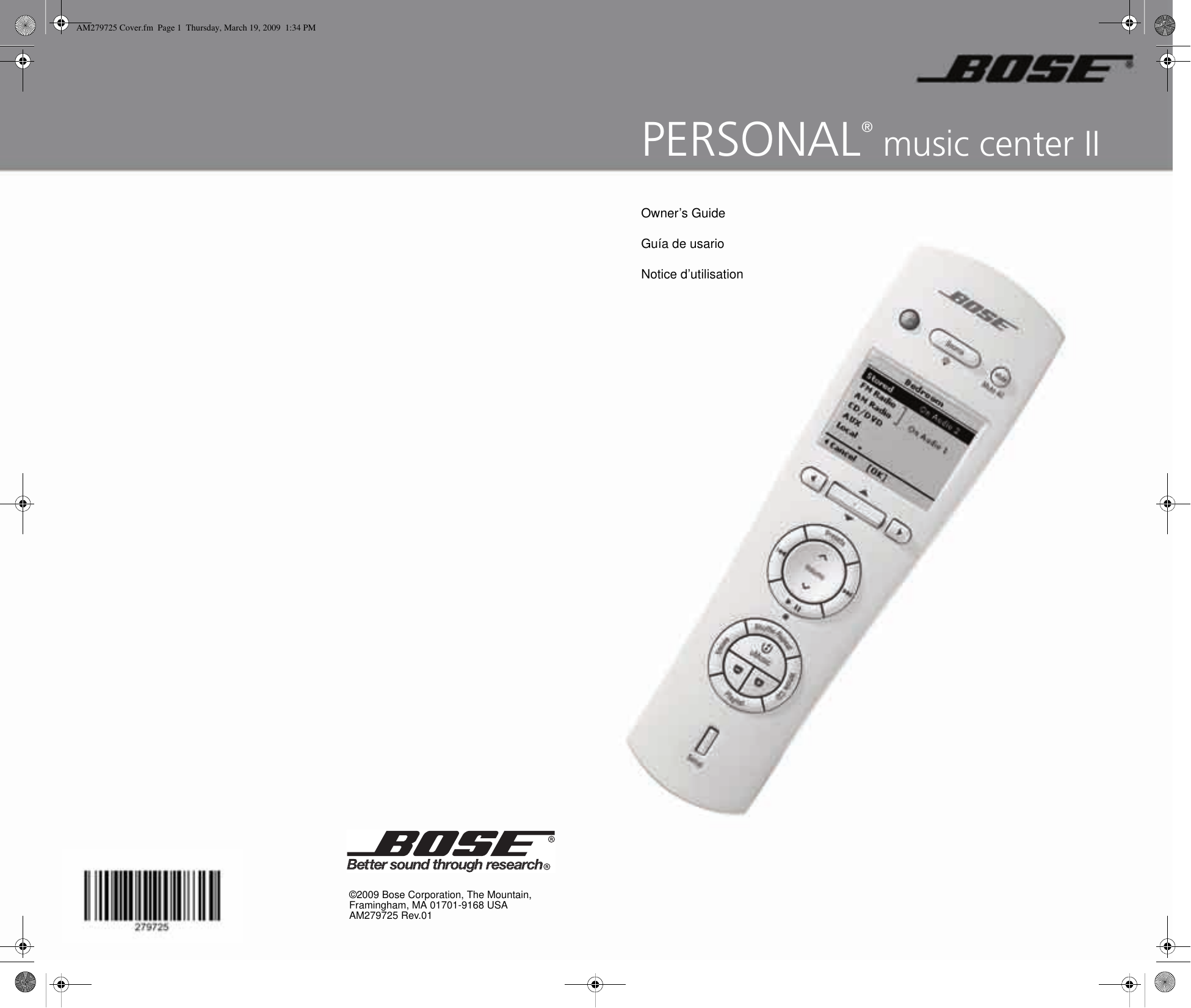 Bose Personal Music Center Ii Remote Bosepmc2 Users Manual