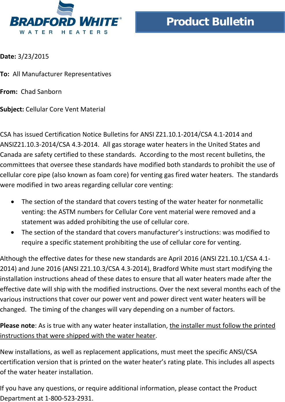 Product Change Notice Cellular Corex Update Bulletin New Csa Standards ...