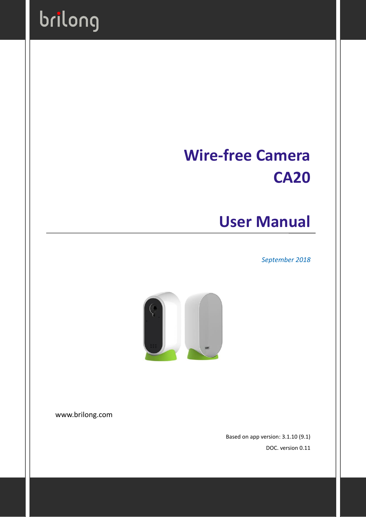 Brahild Electronic CA20 Wire-free Camera User Manual
