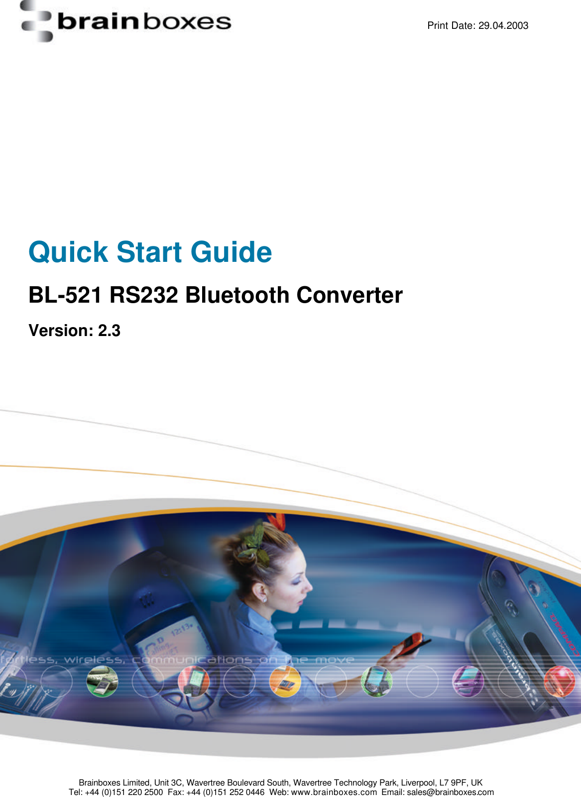 Brain Boxes BL-510 RS232 Bluetooth Converter User Manual BL 521 r7 QSG
