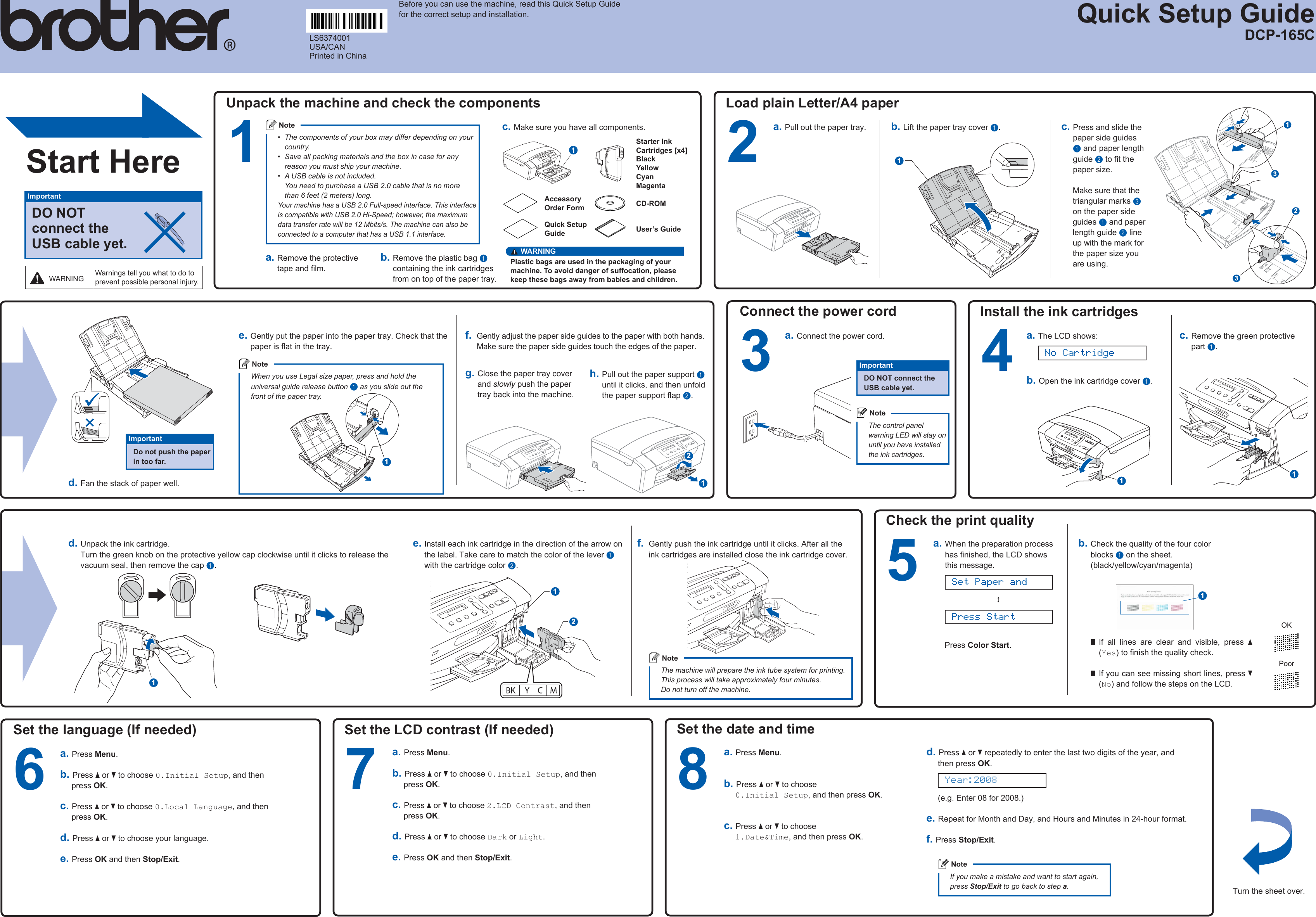 Brother Dcp 165C Quick Start Guide