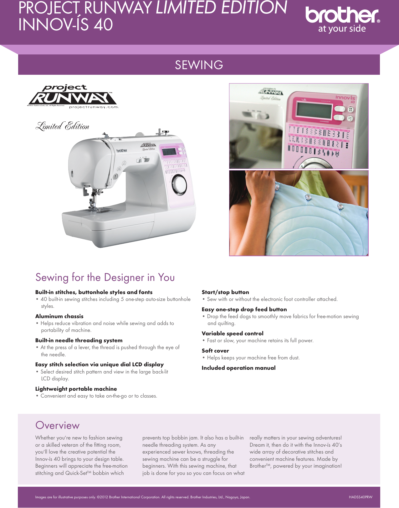 Brother Innov S 40 Specification Sheet