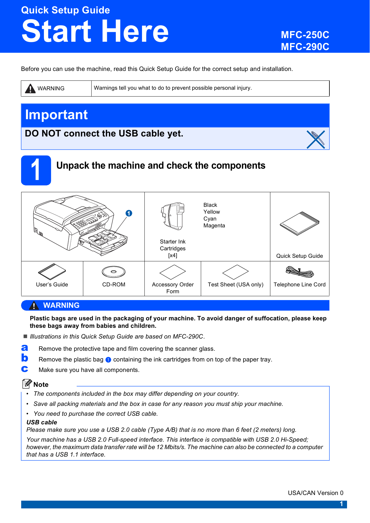 Brother Mfc 250C Quick Start Guide