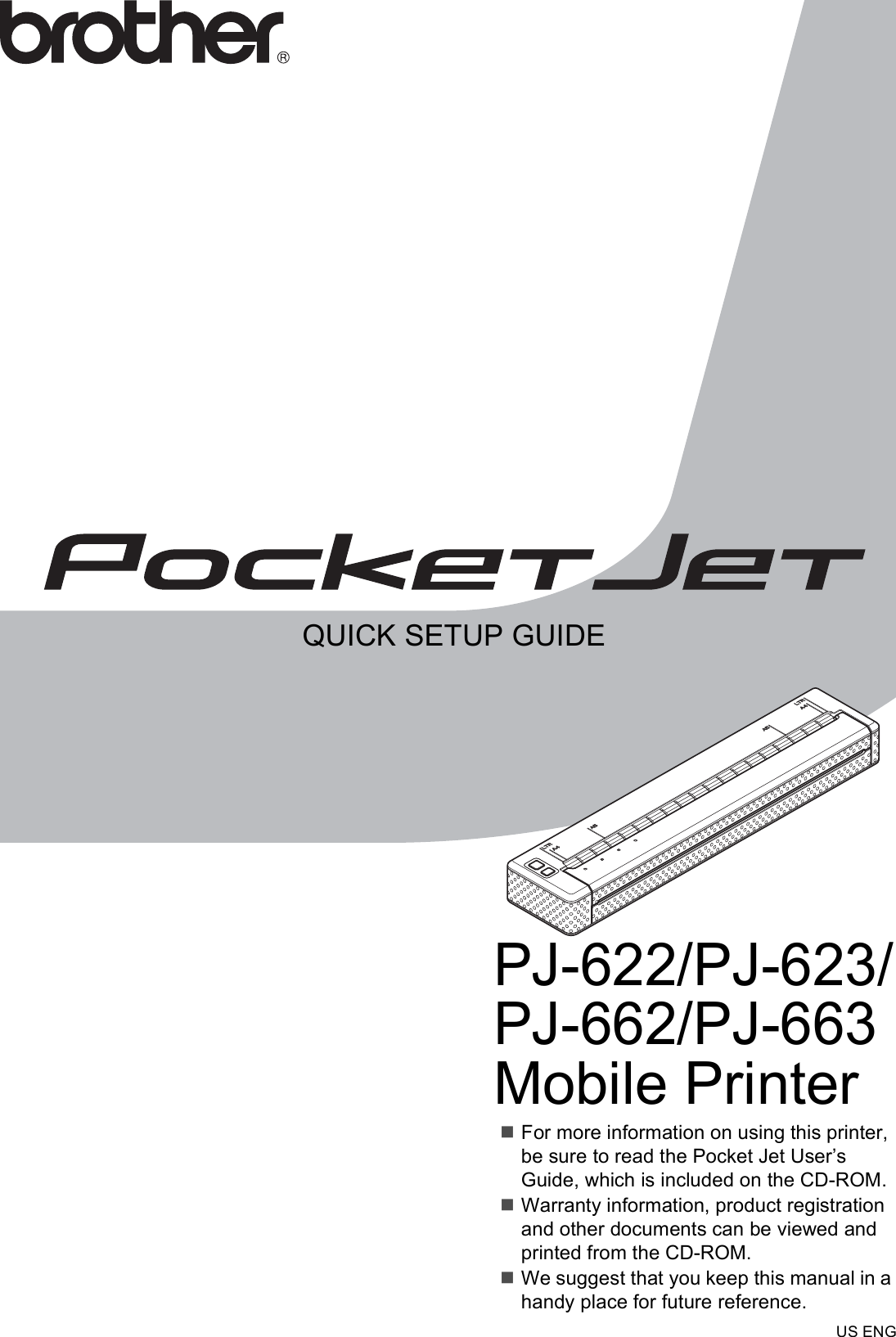 Brother Pj663 Pocketjet 6 Plus With Bluetooth Quick Start Guide