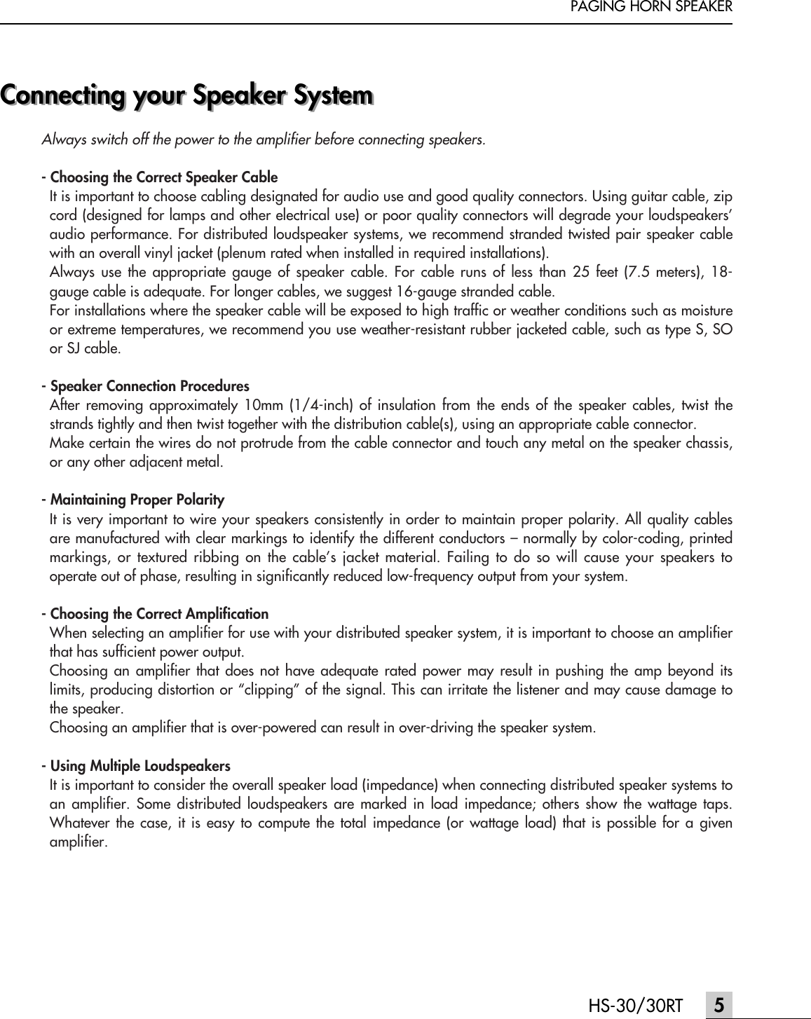 Browning Inter M Hs 30 Users Manual 30/30RT_E.5.9*279.4