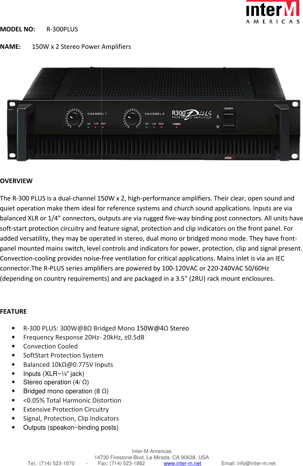 Browning Inter M R 300Plus Specifications 300PLUSx