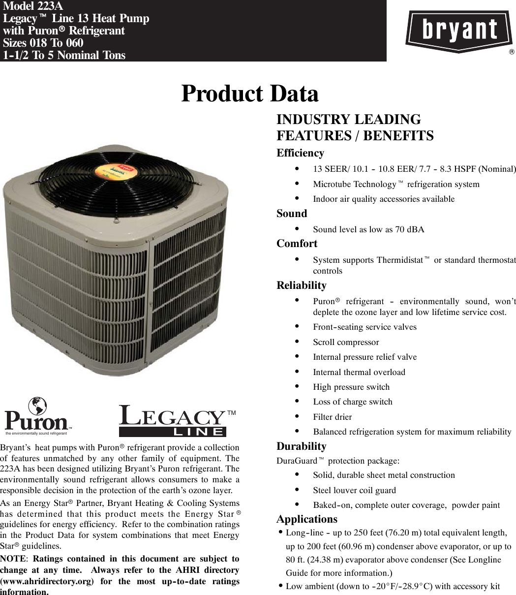 Bryant 223A Users Manual PDS223A 05