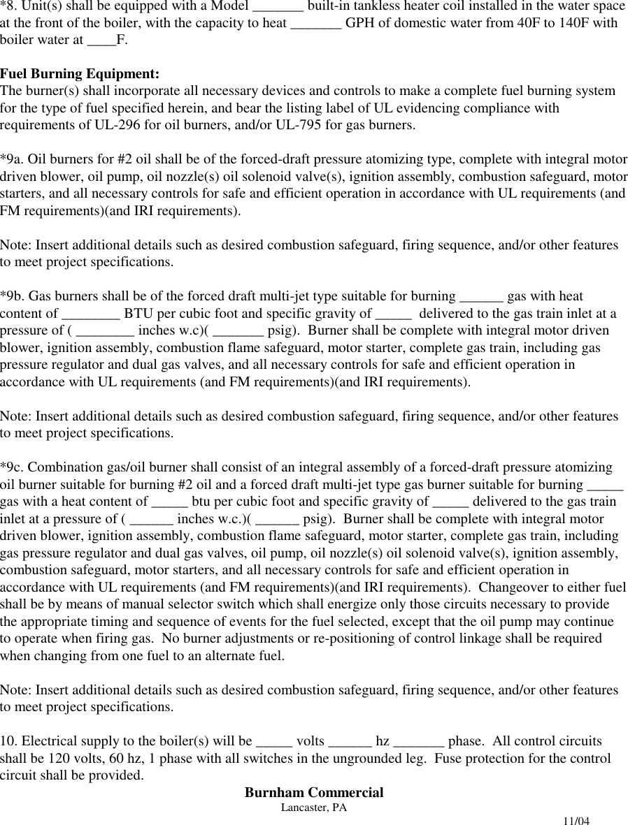 Burnham C Series Specification Sheet Spec