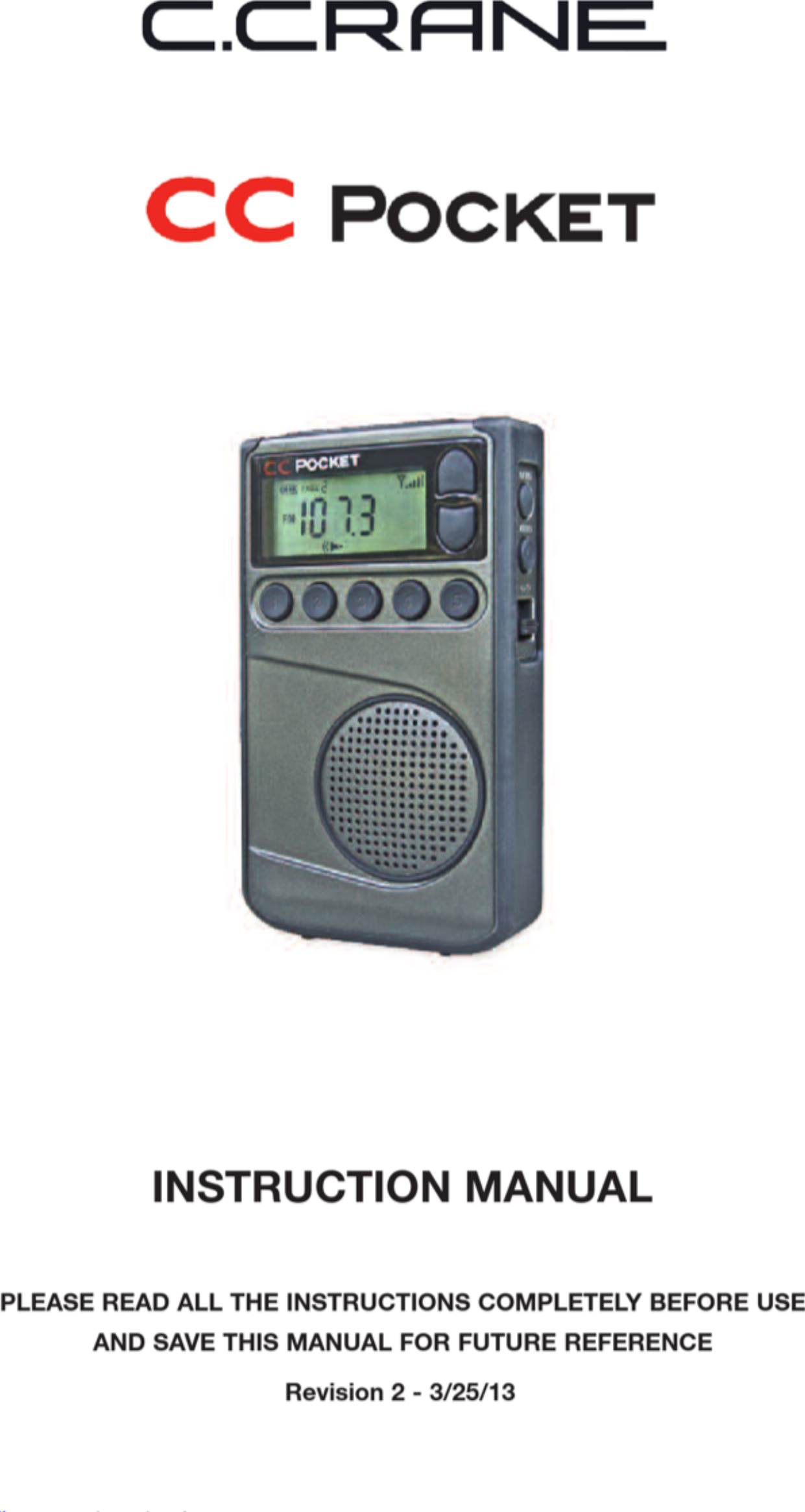 C Crane Cc Pocket Instruction Manual 1002042 User