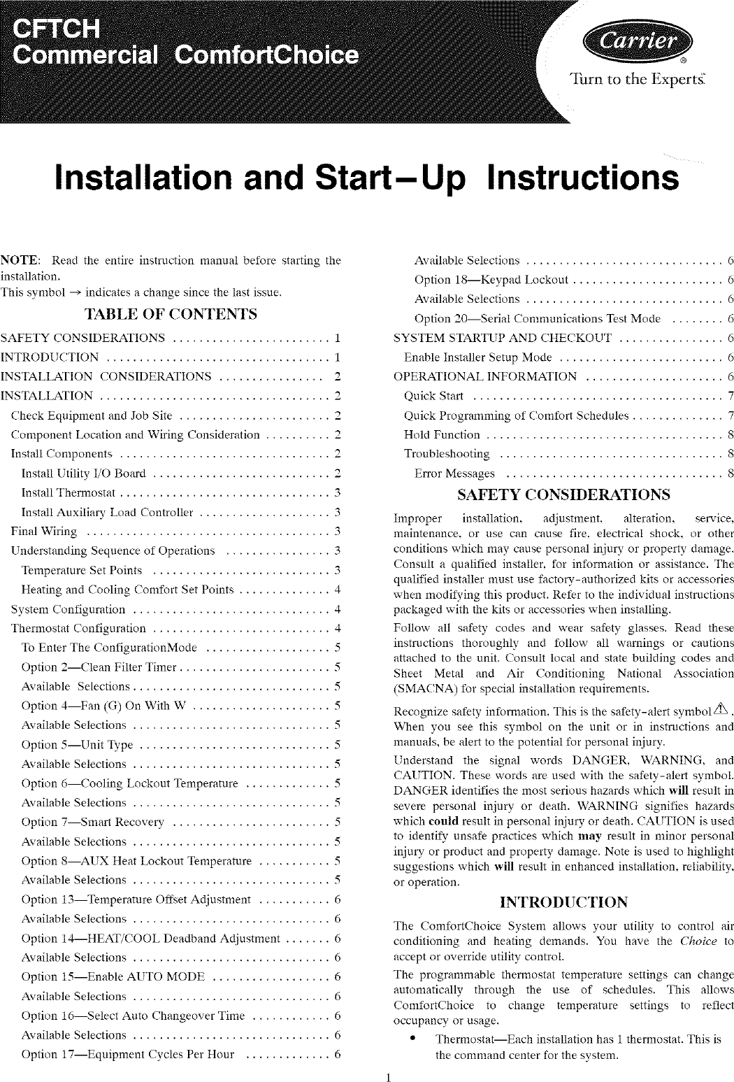 CARRIER Controls And HVAC Accessories Manual L0604621