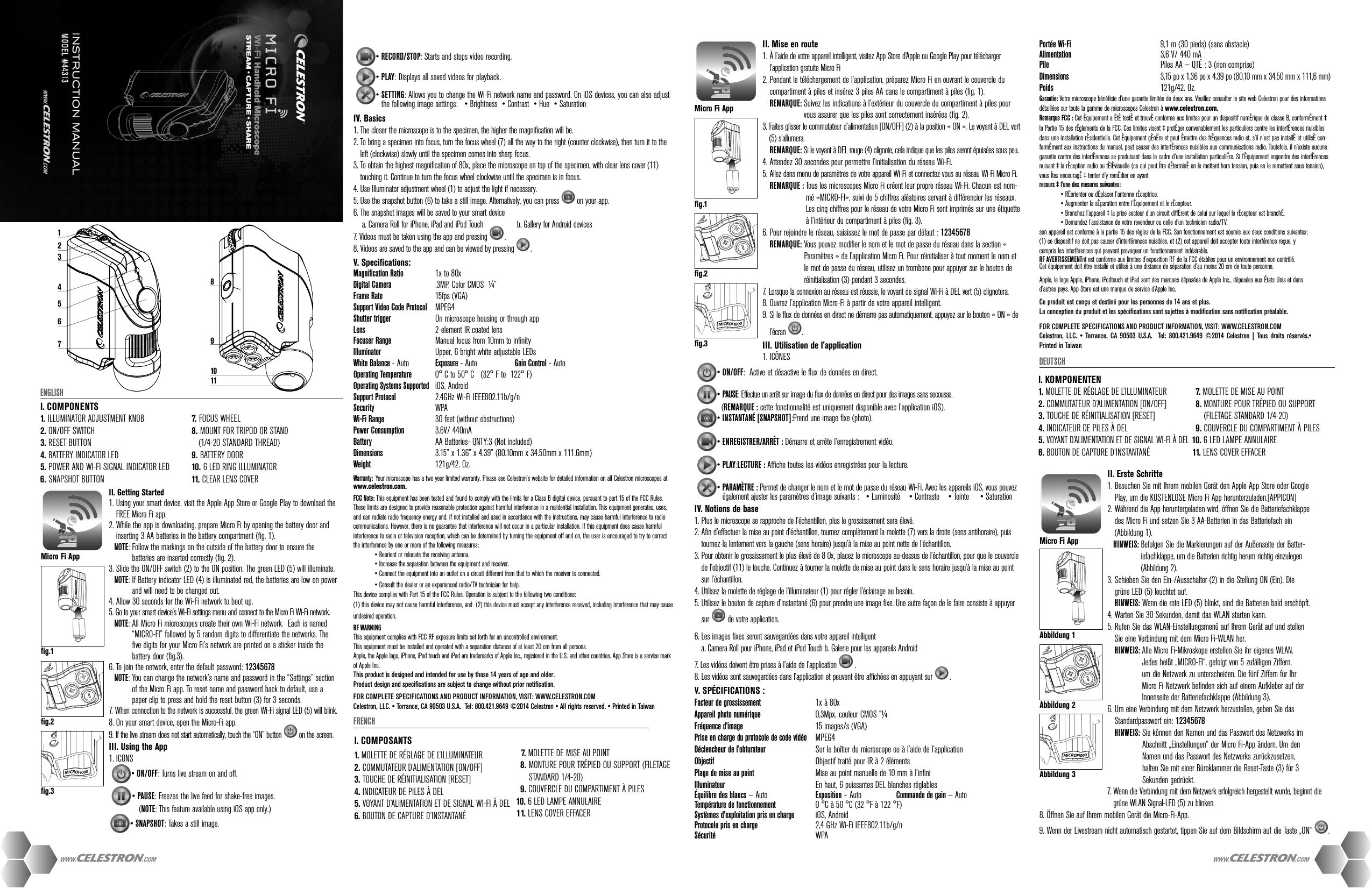 CELESTRON 44313 Wi Fi Handheld Microscope User Manual