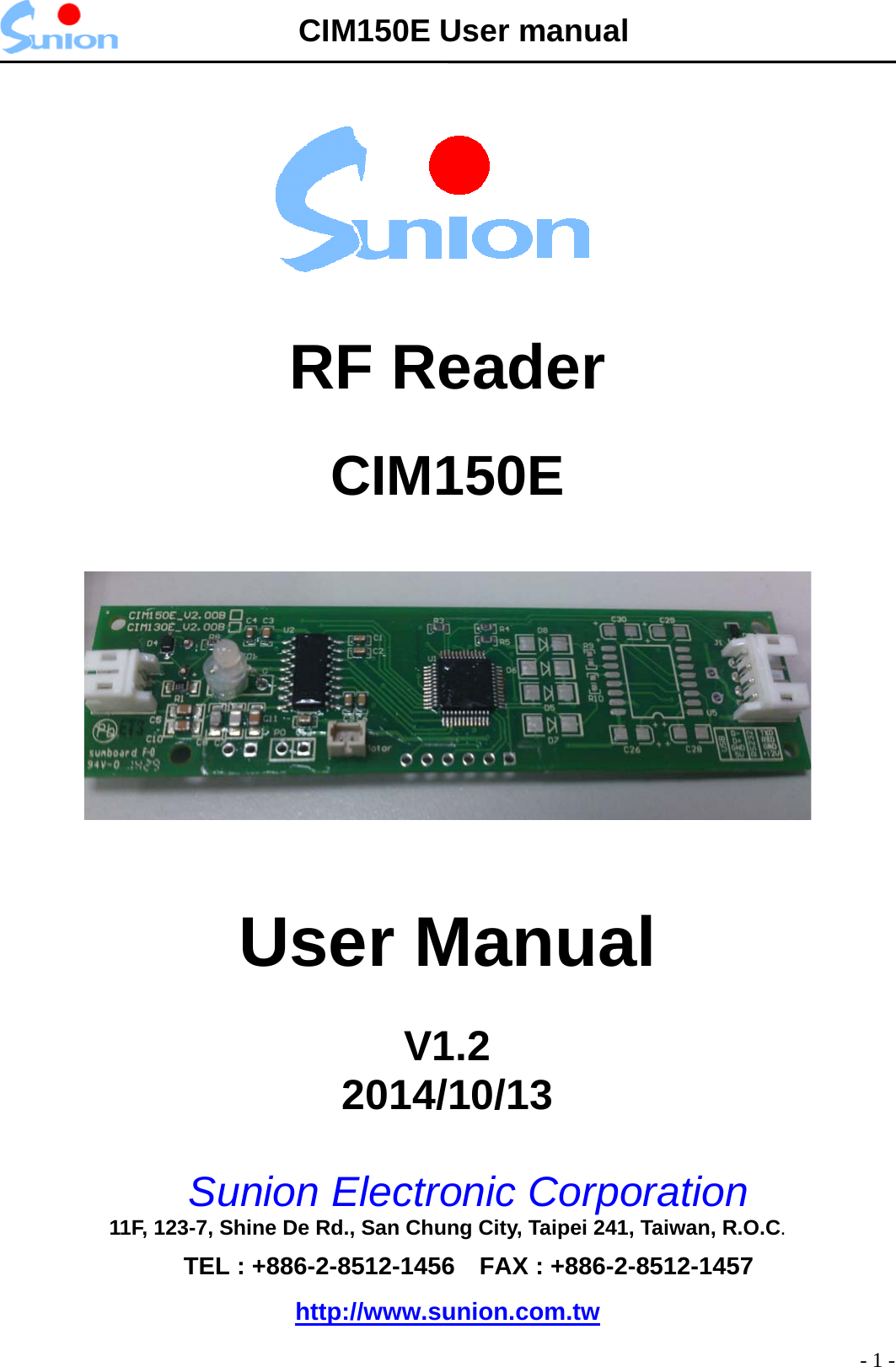 CIMFORCE CIMRF01 RFID Reader User Manual CIM150E UM V1 2 EN 141013