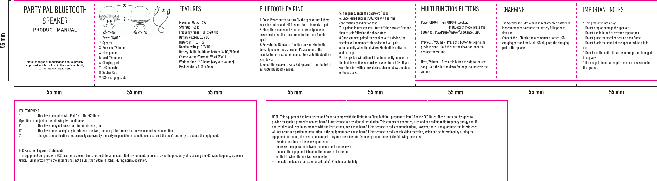 CLEVER BRIGHT CB-M001 BLUETOOTH SPEAKER User Manual mushroom speaker FCC