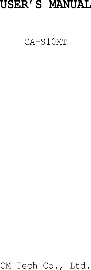 CM Tech CMT2003S Digital Audio Player User Manual 03 IST 219 CA S10MT ...
