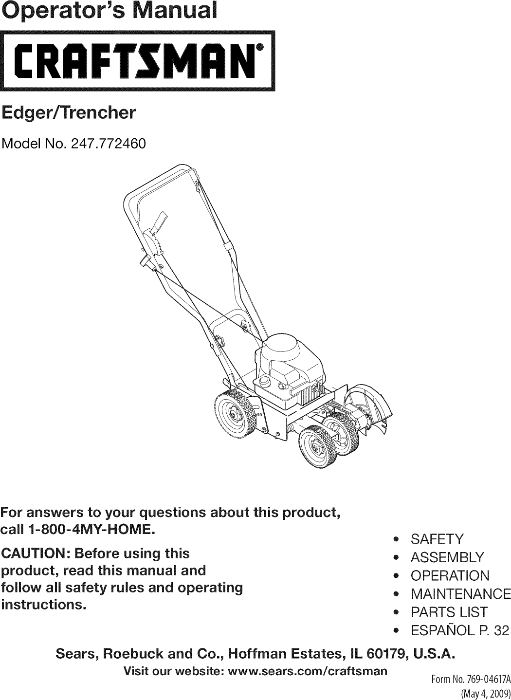 CRAFTSMAN Edger Manual L0905249