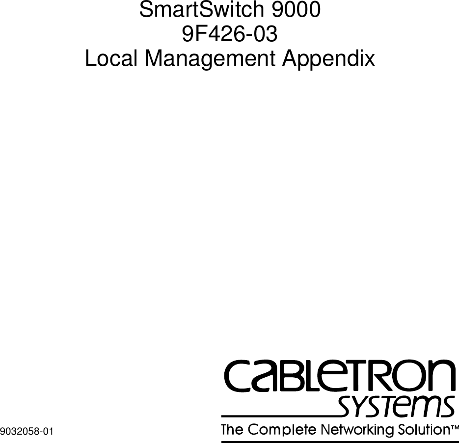 Cabletron Systems 9F426 03 Users Manual