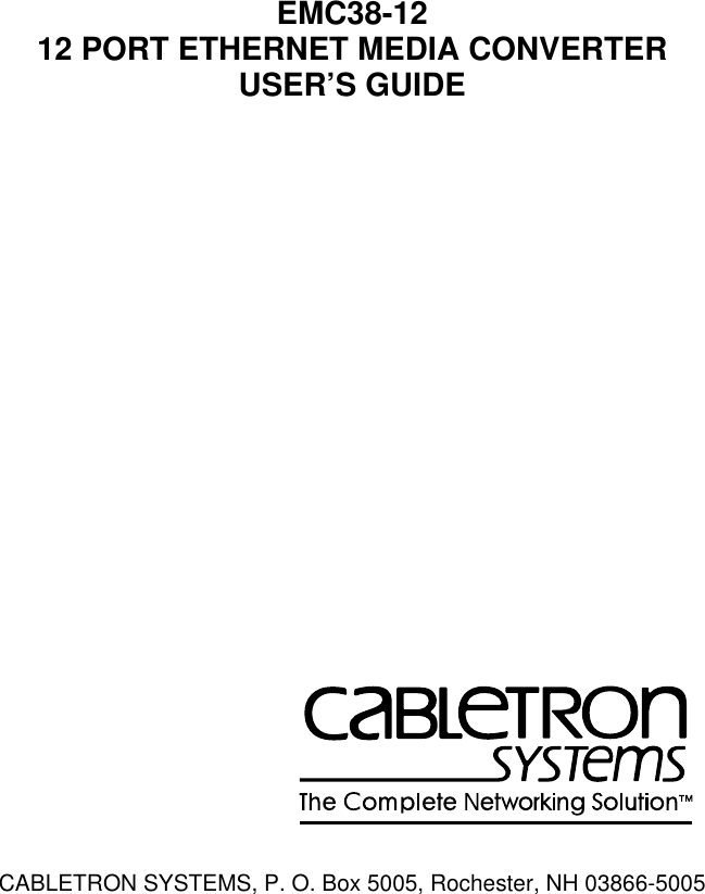 Cabletron Systems Emc38 12 Users Manual