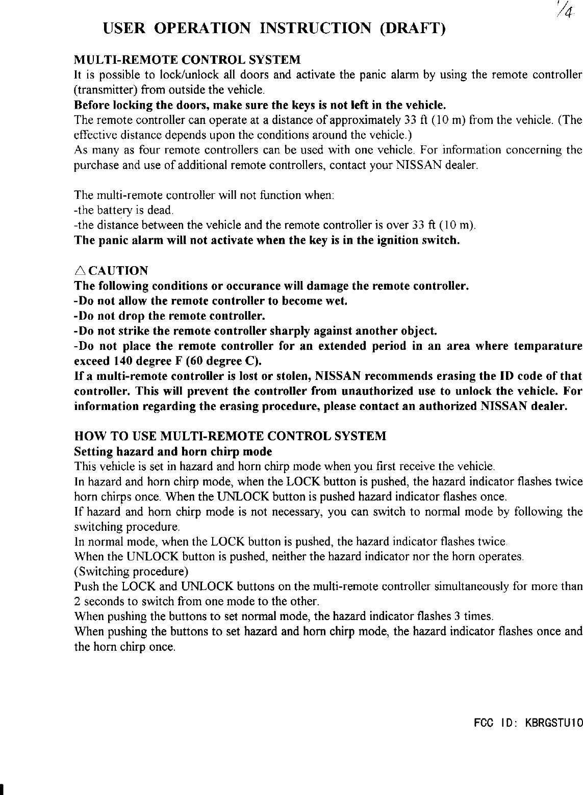 Calsonic Kansei GSTU10 Key-less Entry System for Cars User Manual 32