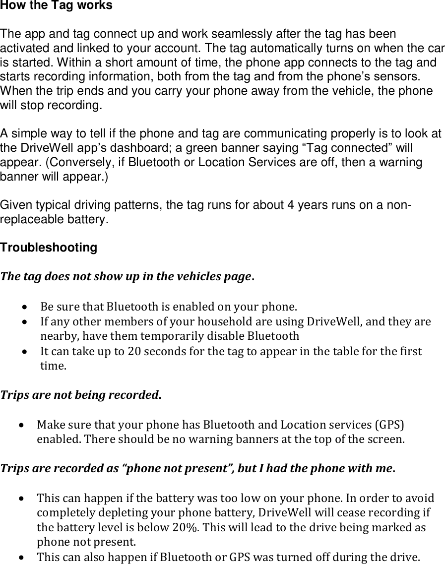 Cambridge Mobile Telematics 0003 This product is a Bluetooth Drivewell ...