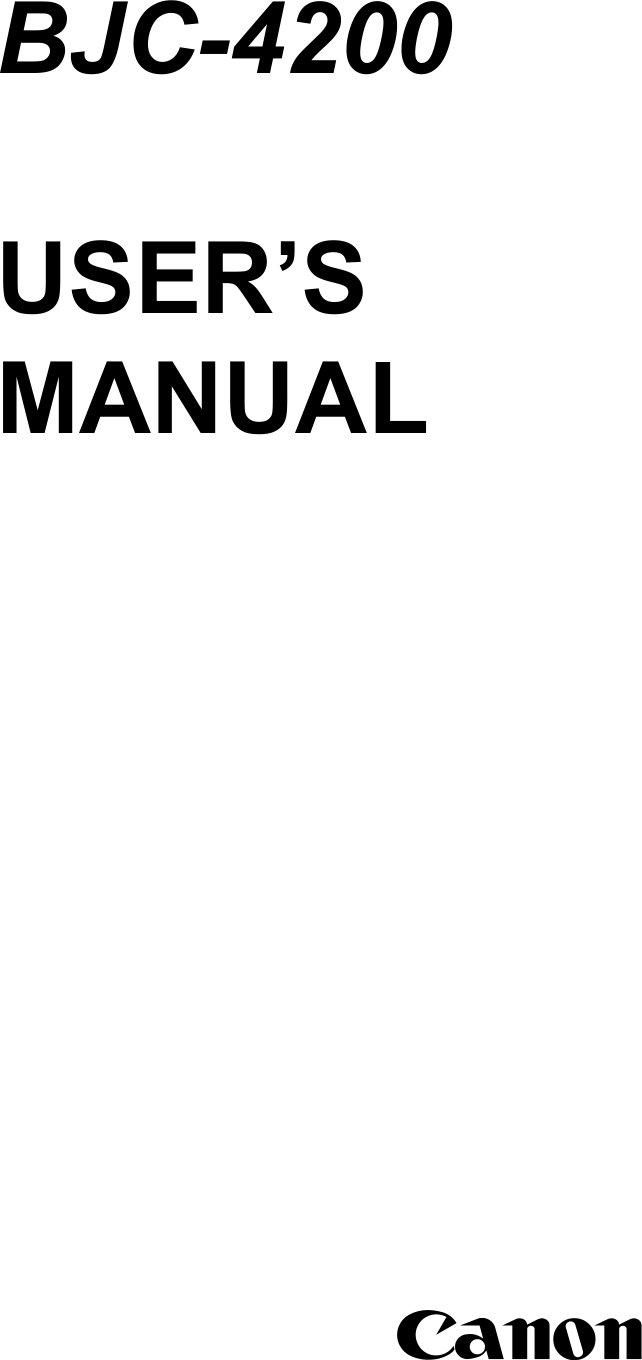 Canon Bjc 4200 Users Manual User's